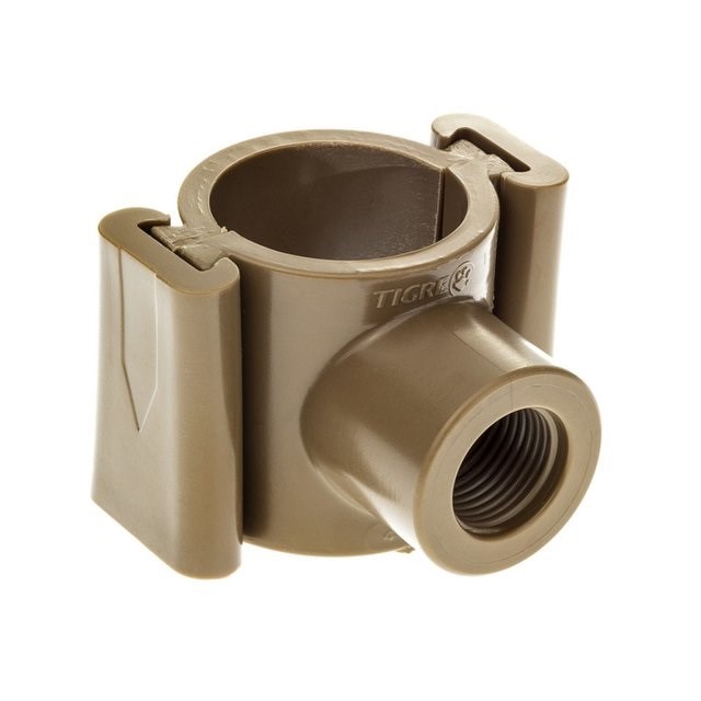 COLAR DE TOMADA COM TRAVAS SOLDÁVEL PVC MARROM 50MMX3/4" TIGRE ...