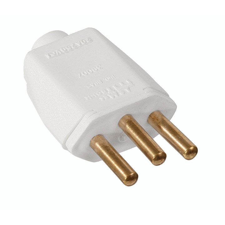 Plug Macho 3p-10a Retangular Branco 39184 Mec-Tronic | Armazém Coral